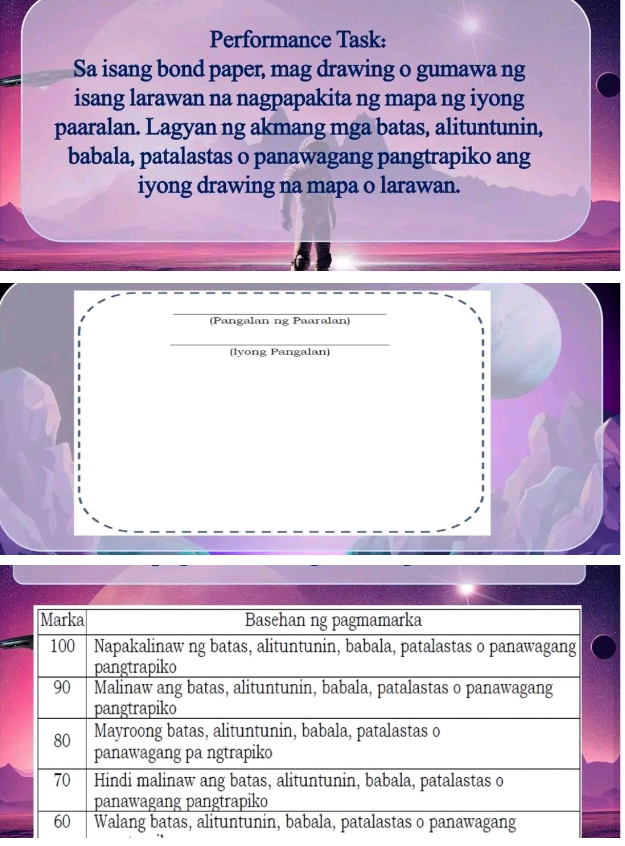 Performance Task: Sa isang bond paper, mag | StudyX