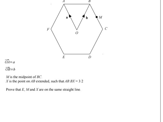 $ {OA} = a$ $ {OB} = b$ M is the midpoint | StudyX