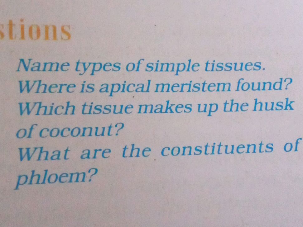 Name types of simple tissues. Where is | StudyX