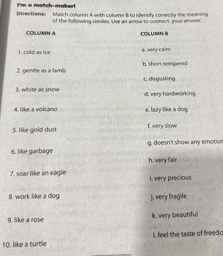 Directions: Match column A with column B to | StudyX