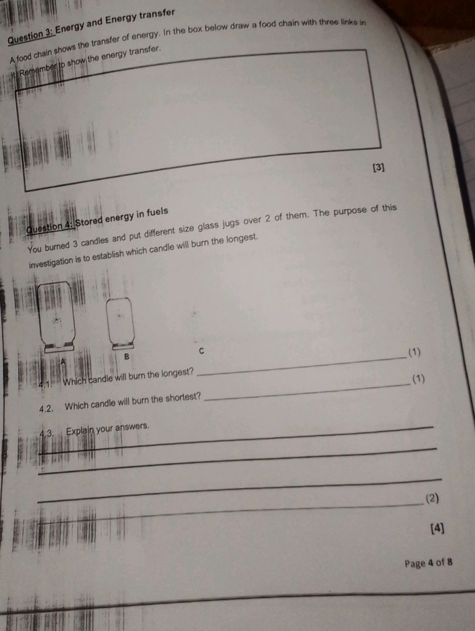 Question 3: Energy and Energy transfer A | StudyX