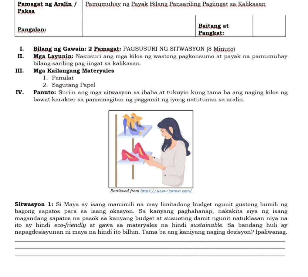 I. Bilang ng Gawain: 2 Pamagat: PAGSUSURI NG | StudyX