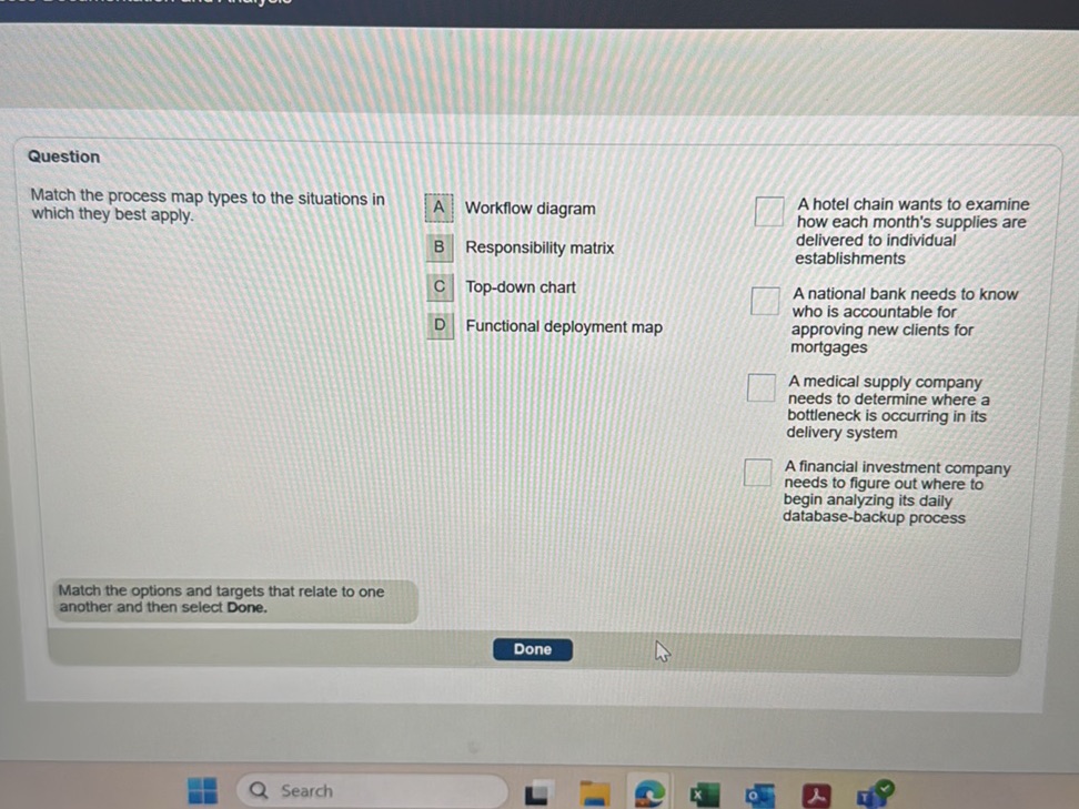 Match the process map types to the | StudyX