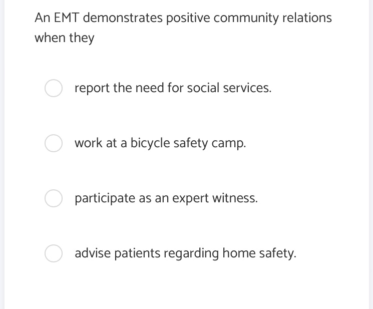 An EMT demonstrates positive community | StudyX