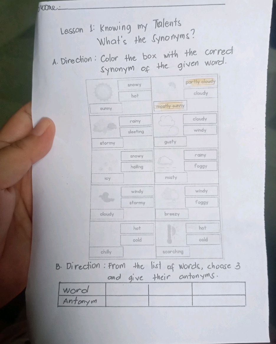 A. Direction: Color the box with the correct | StudyX