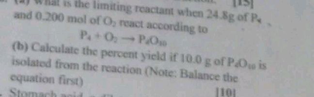 (a) What is the limiting reactant when 24.8g | StudyX