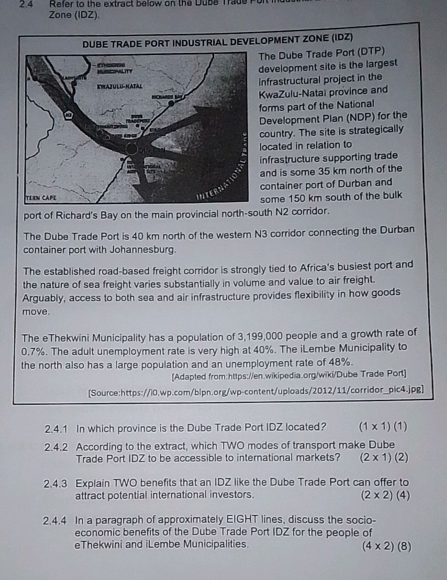 2.4 Refer to the extract below on the Dube