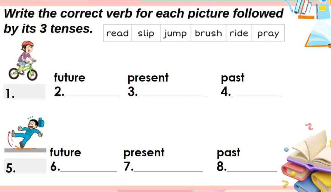 Write the correct verb for each picture | StudyX