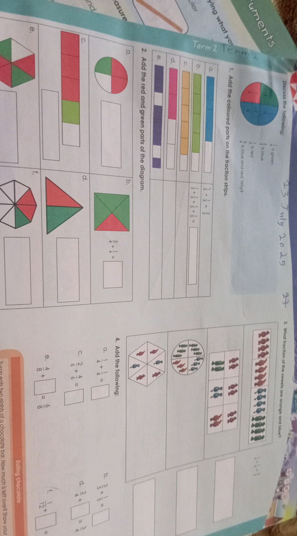 1. Add the coloured parts on the fraction | StudyX