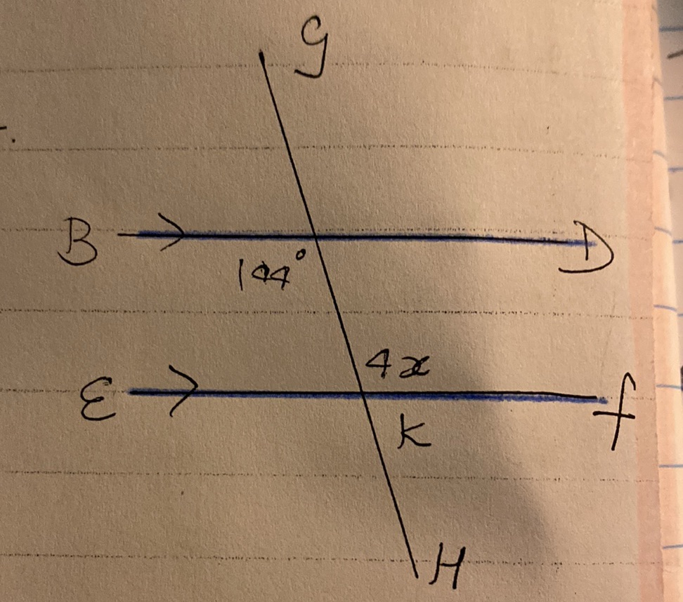 In the figure, lines BD and Ef are parallel. | StudyX