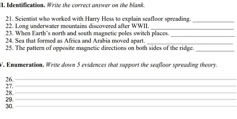 II. Identification. Write the correct answer | StudyX