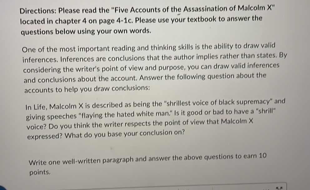 Directions: Please read the "Five Accounts | StudyX