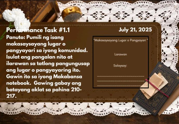 Performance Task #1.1 Panuto: Pumili ng | StudyX