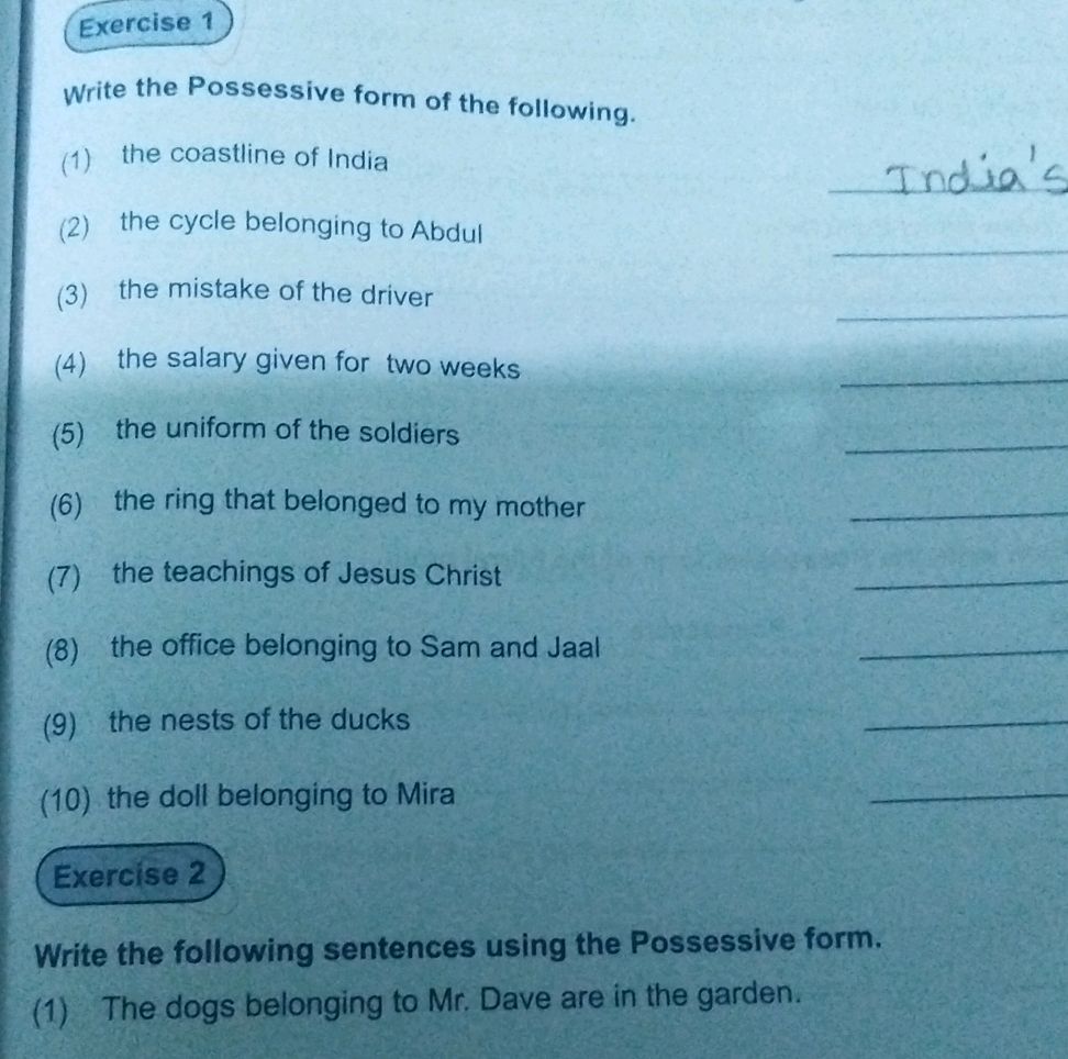 Write the Possessive form of the following. | StudyX
