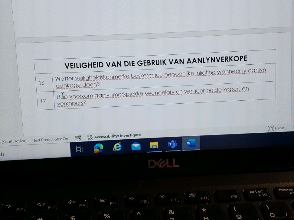 VEILIGHEID VAN DIE GEBRUIK VAN AANLYNVERKOPE | StudyX