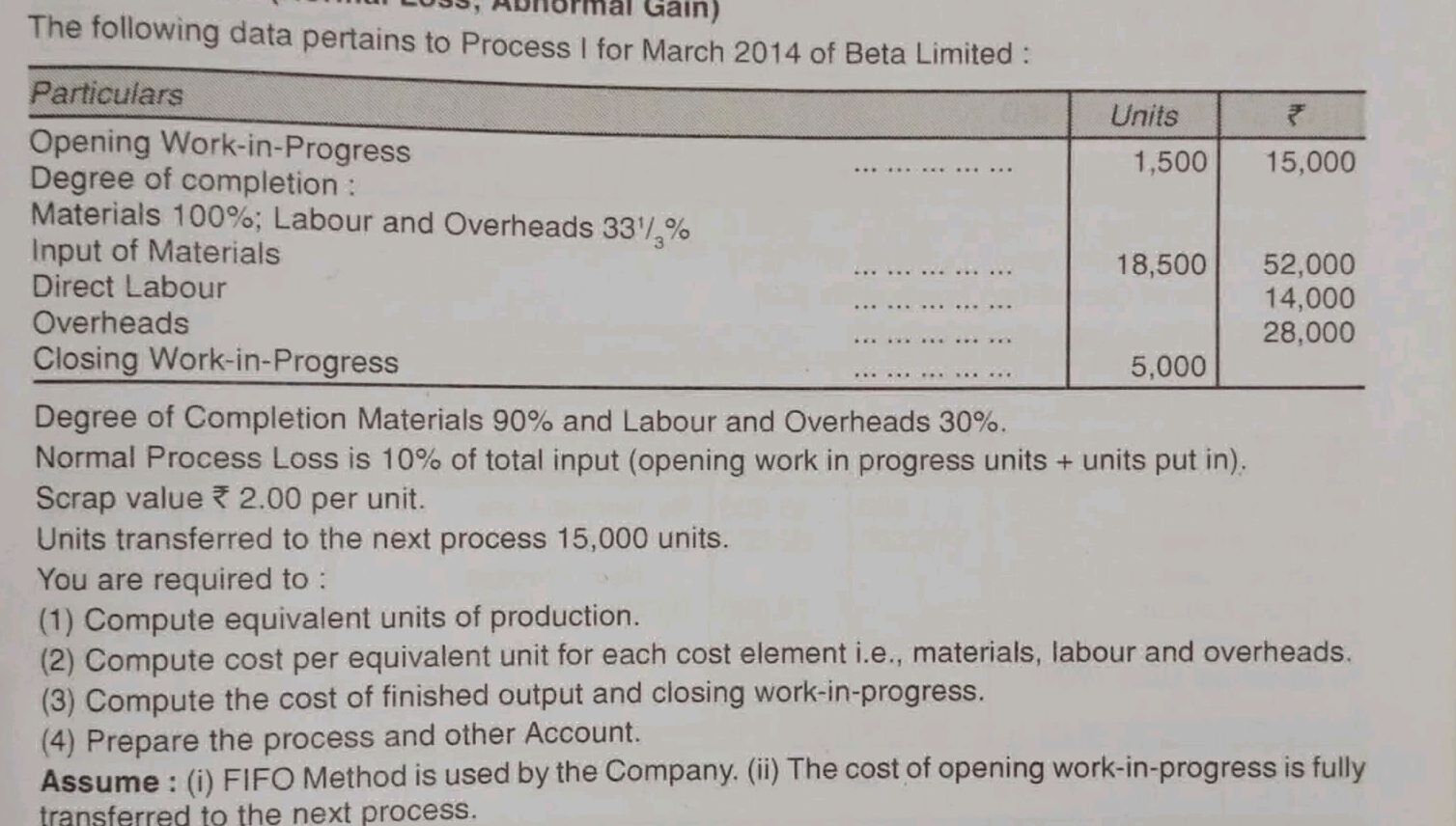The following data pertains to Process I for | StudyX