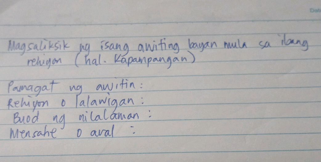 Magsaliksik ng isang awiting bayan mula sa | StudyX