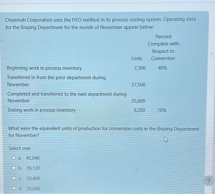 Onyemah Corporation uses the FIFO method in | StudyX