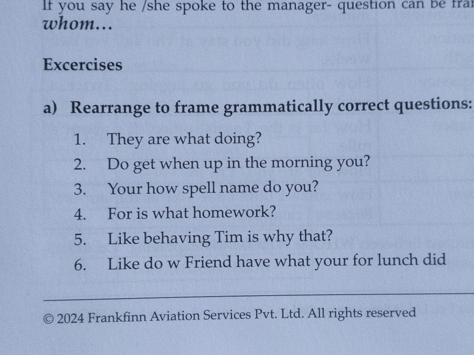 a) Rearrange to frame grammatically correct | StudyX