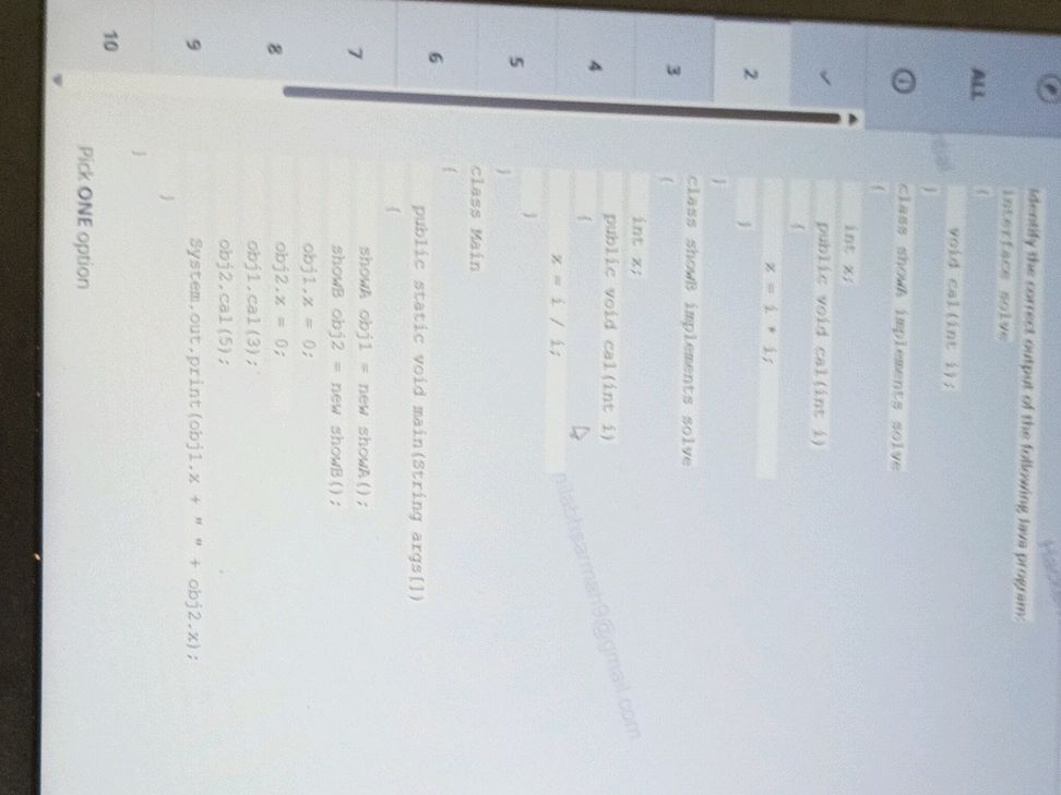 Identify the correct output of the following | StudyX