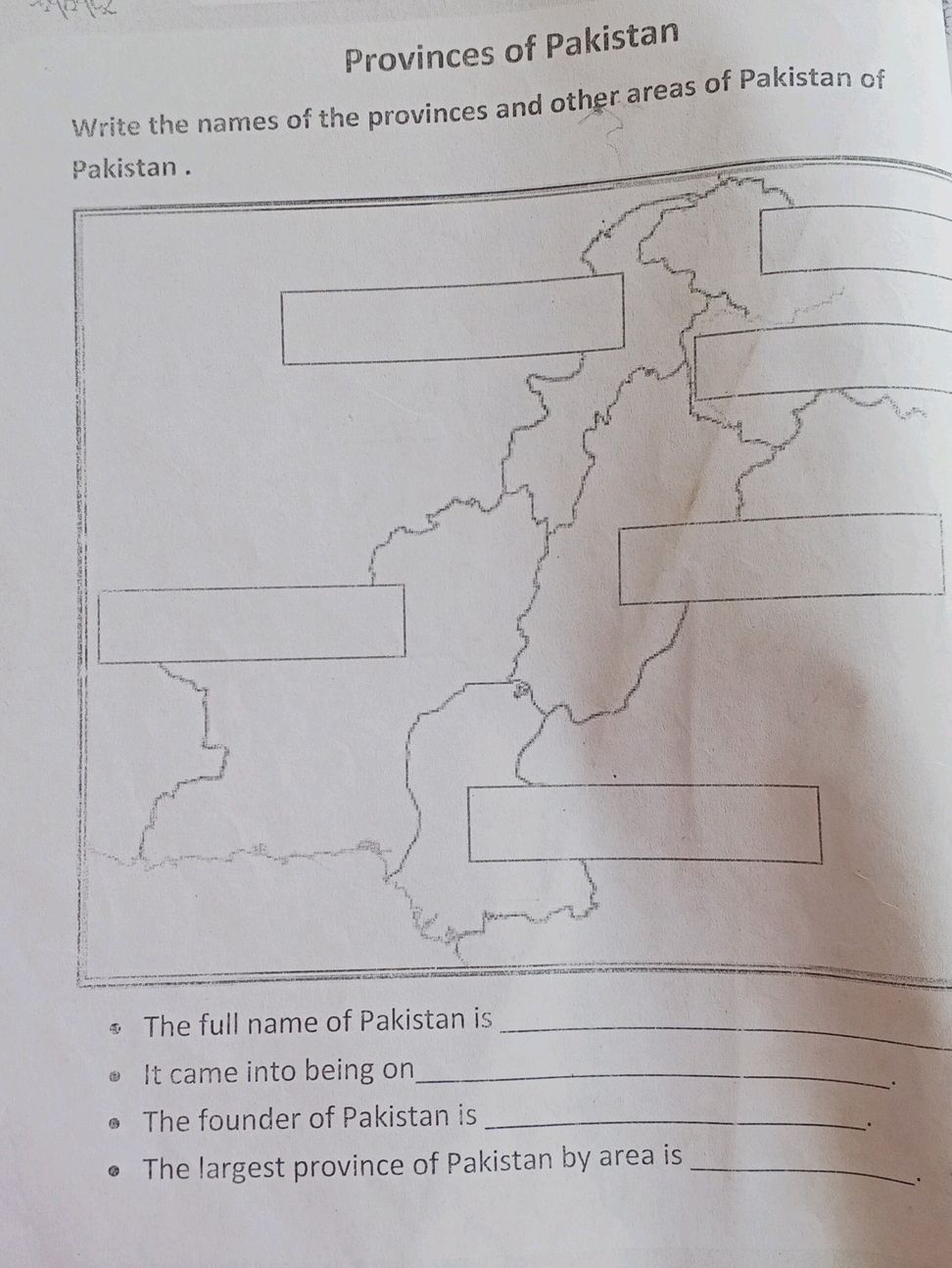 Write the names of the provinces and other
