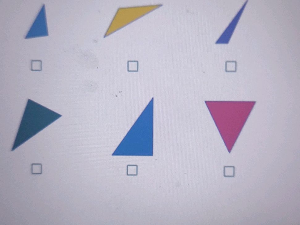The image shows six different triangles,