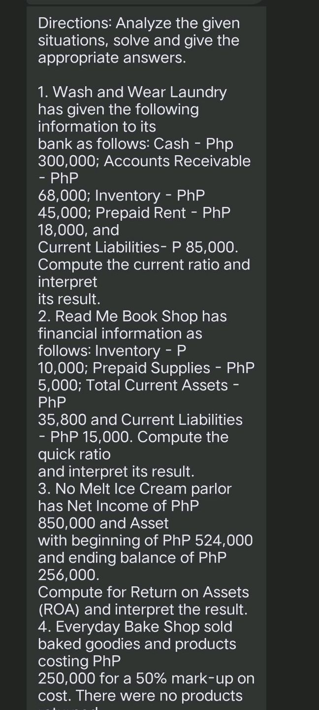 Directions: Analyze the given situations, | StudyX