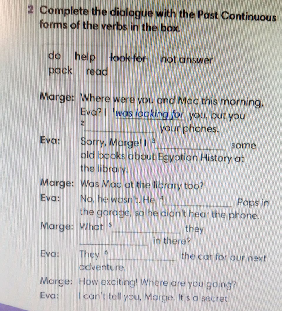 2 Complete the dialogue with the Past