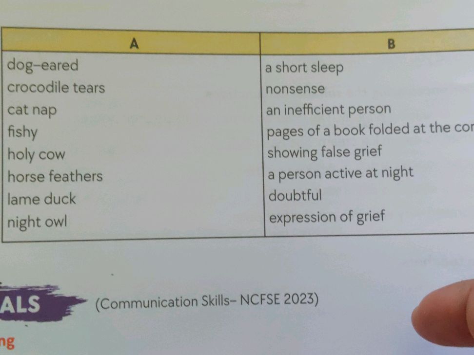 Match the idioms in column A with their | StudyX