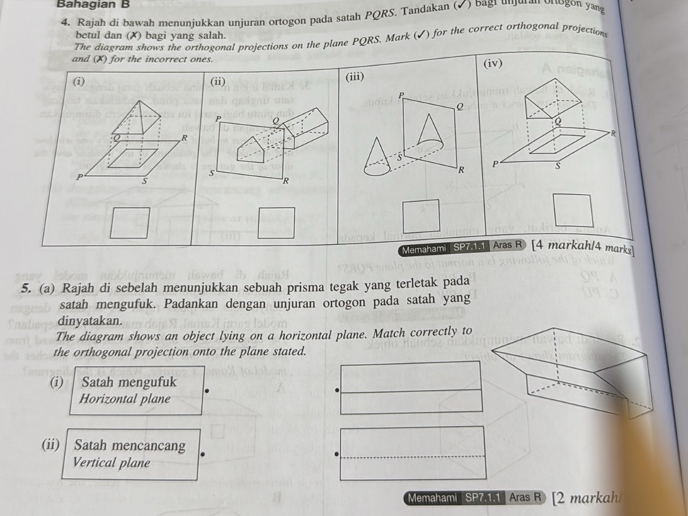 4. Rajah di bawah menunjukkan unjuran | StudyX