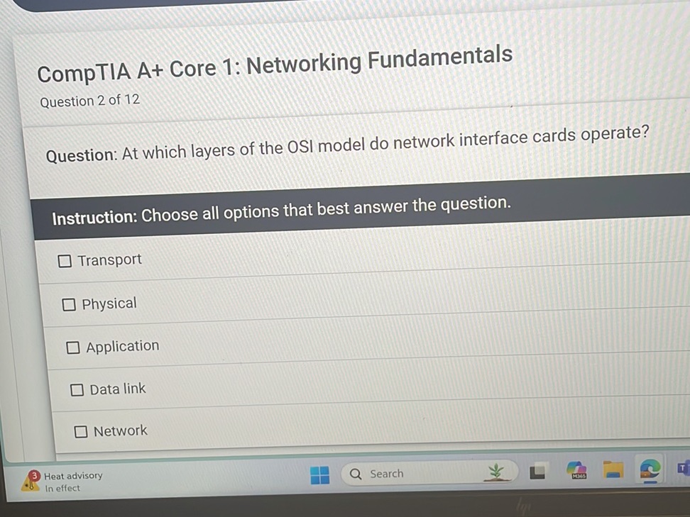 Question: At which layers of the OSI model