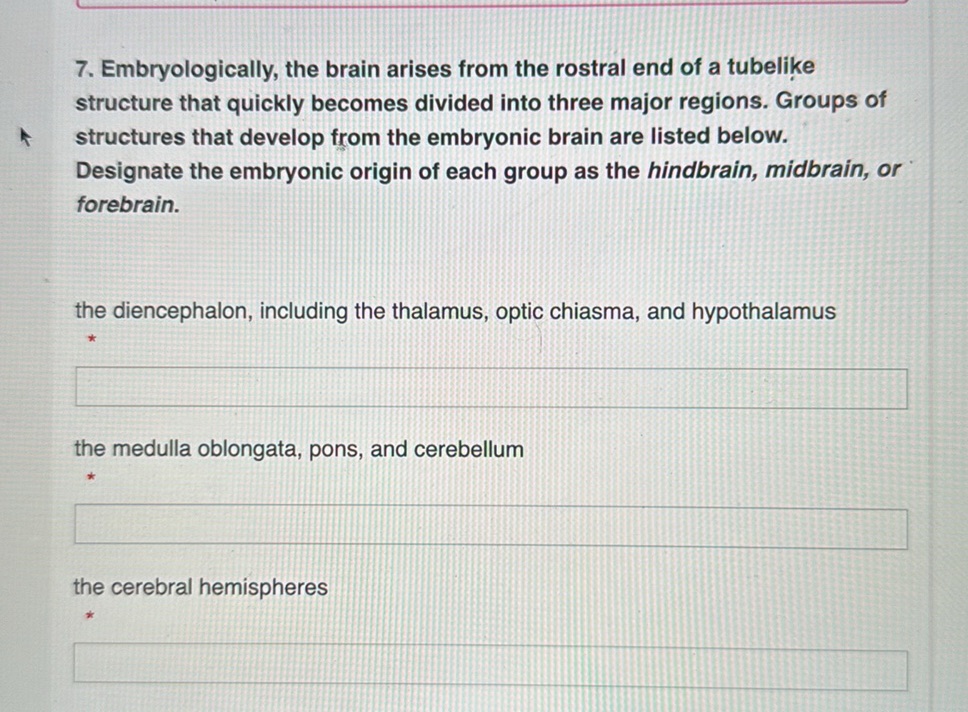 7. Embryologically, the brain arises from | StudyX