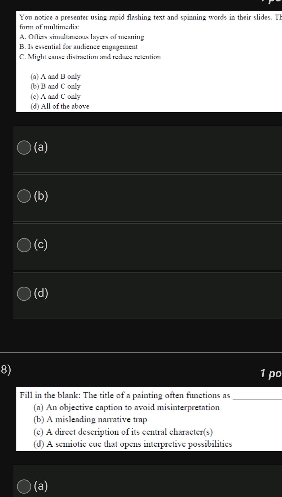 You notice a presenter using rapid flashing | StudyX