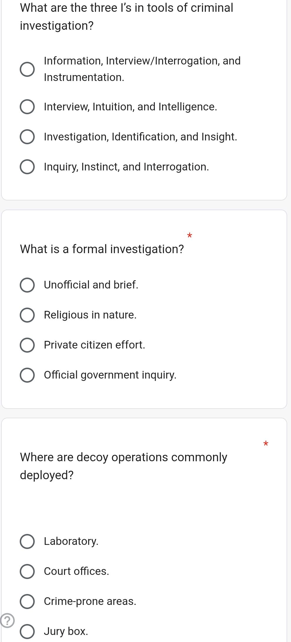 What are the three I's in tools of criminal | StudyX