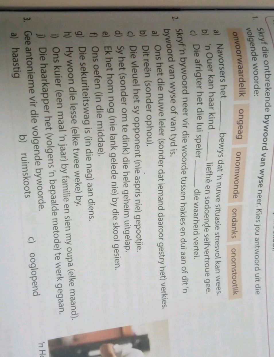 1. Skryf die ontbrekende bywoord van wyse | StudyX