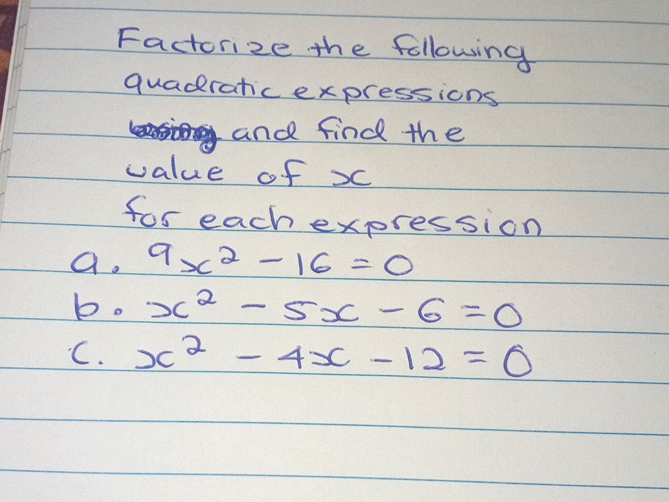 Factorize the following quadratic | StudyX