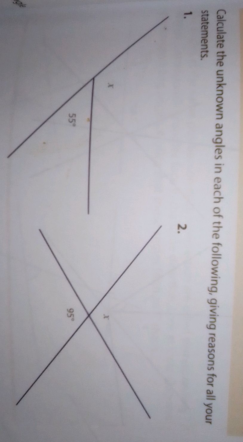 Calculate the unknown angles in each of the