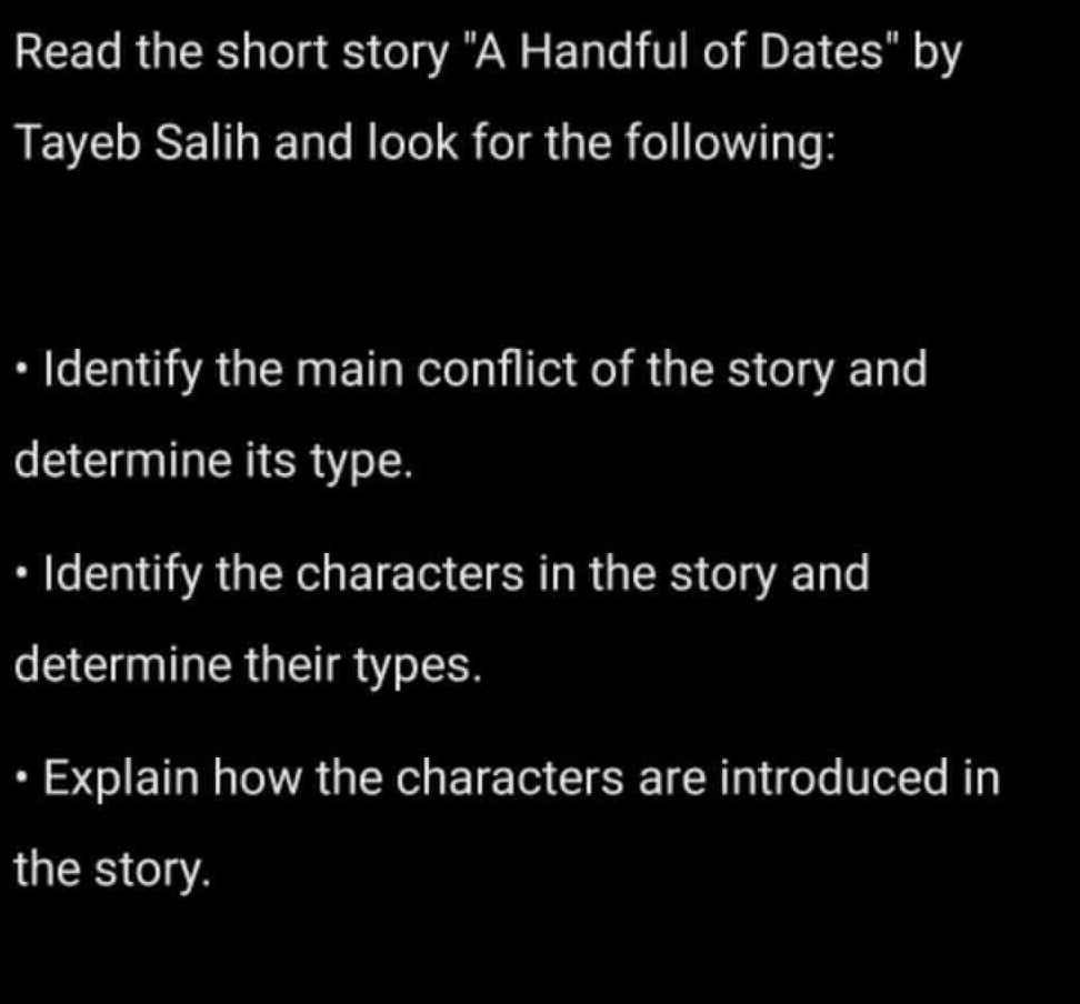 Read the short story "A Handful of Dates" by | StudyX