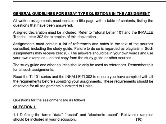 QUESTION 1 1.1 Defining the terms "data", | StudyX