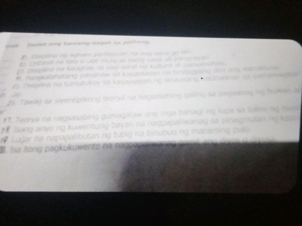 Isulat ang tamang sagot sa patlang. 7. | StudyX