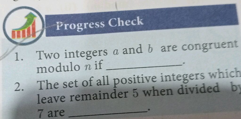 1. Two integers a and b are congruent modulo | StudyX