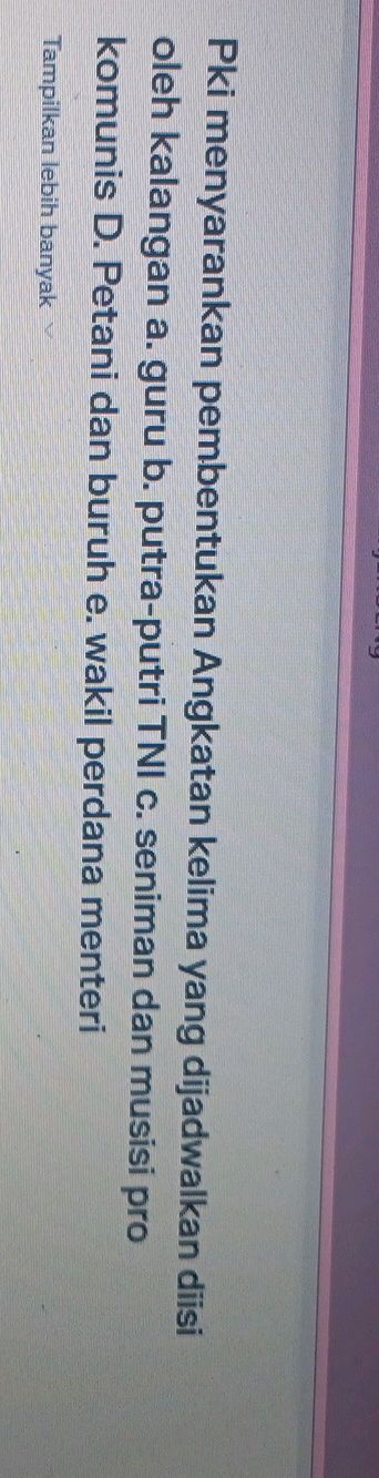 Pki menyarankan pembentukan Angkatan kelima
