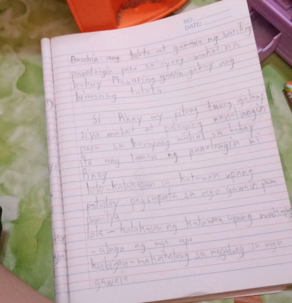 Basahin ang talata at gumawa ng sariling | StudyX