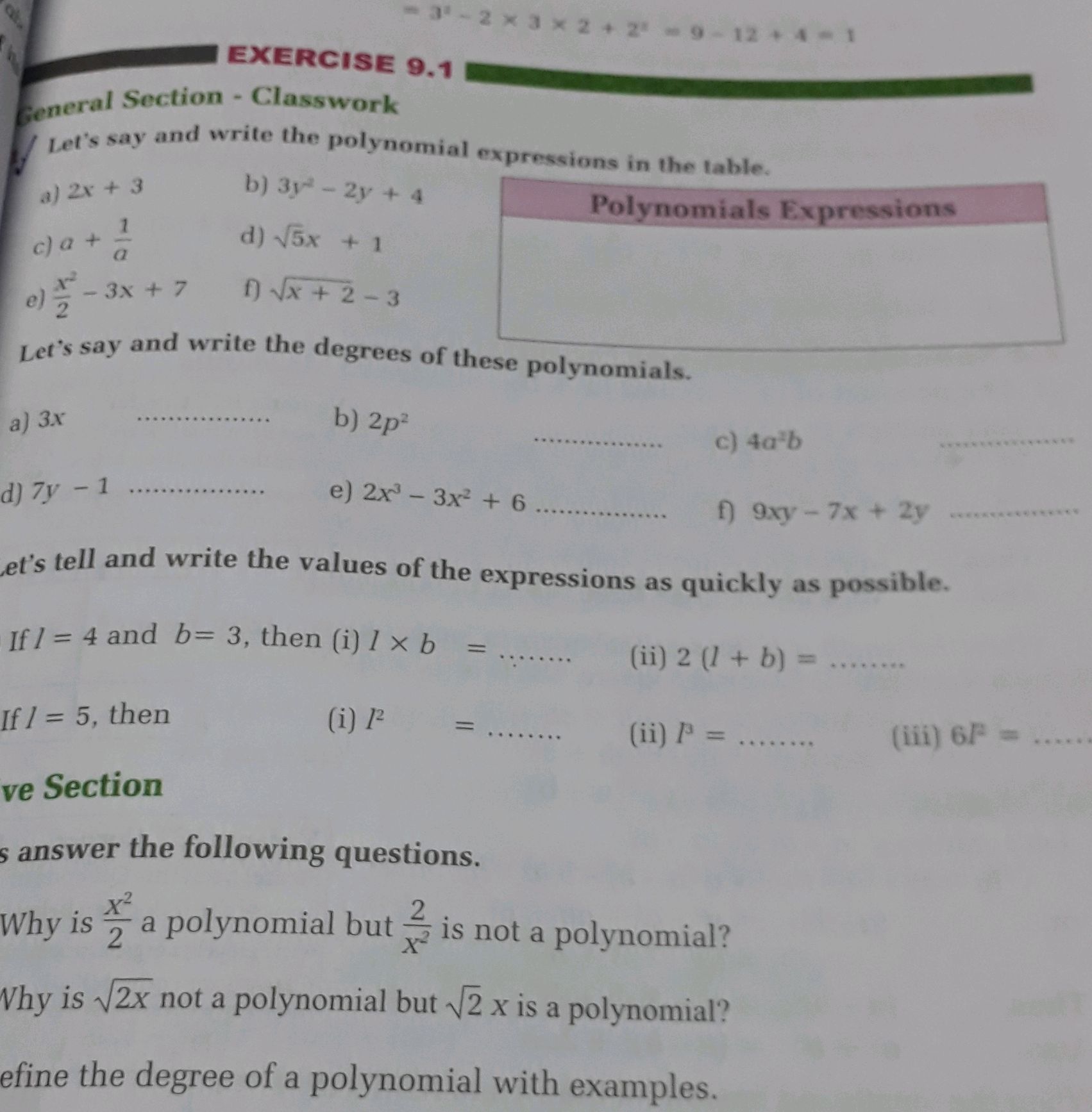 Let's say and write the polynomial | StudyX