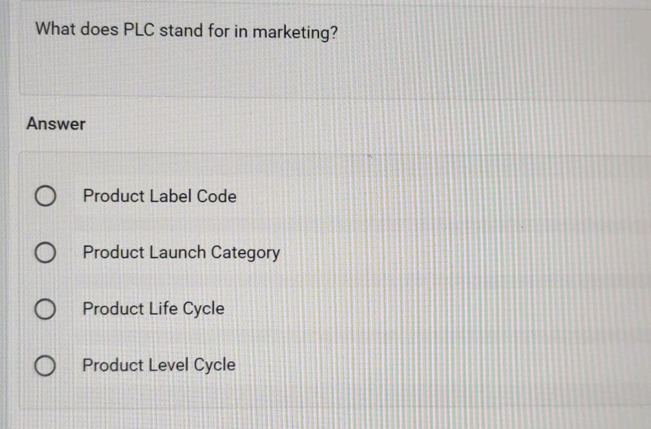What does PLC stand for in marketing?