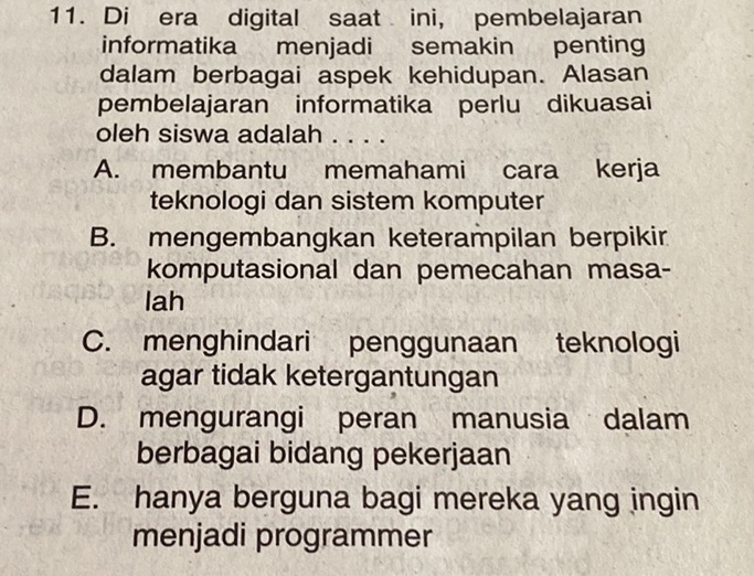 11. Di era digital saat ini, pembelajaran | StudyX