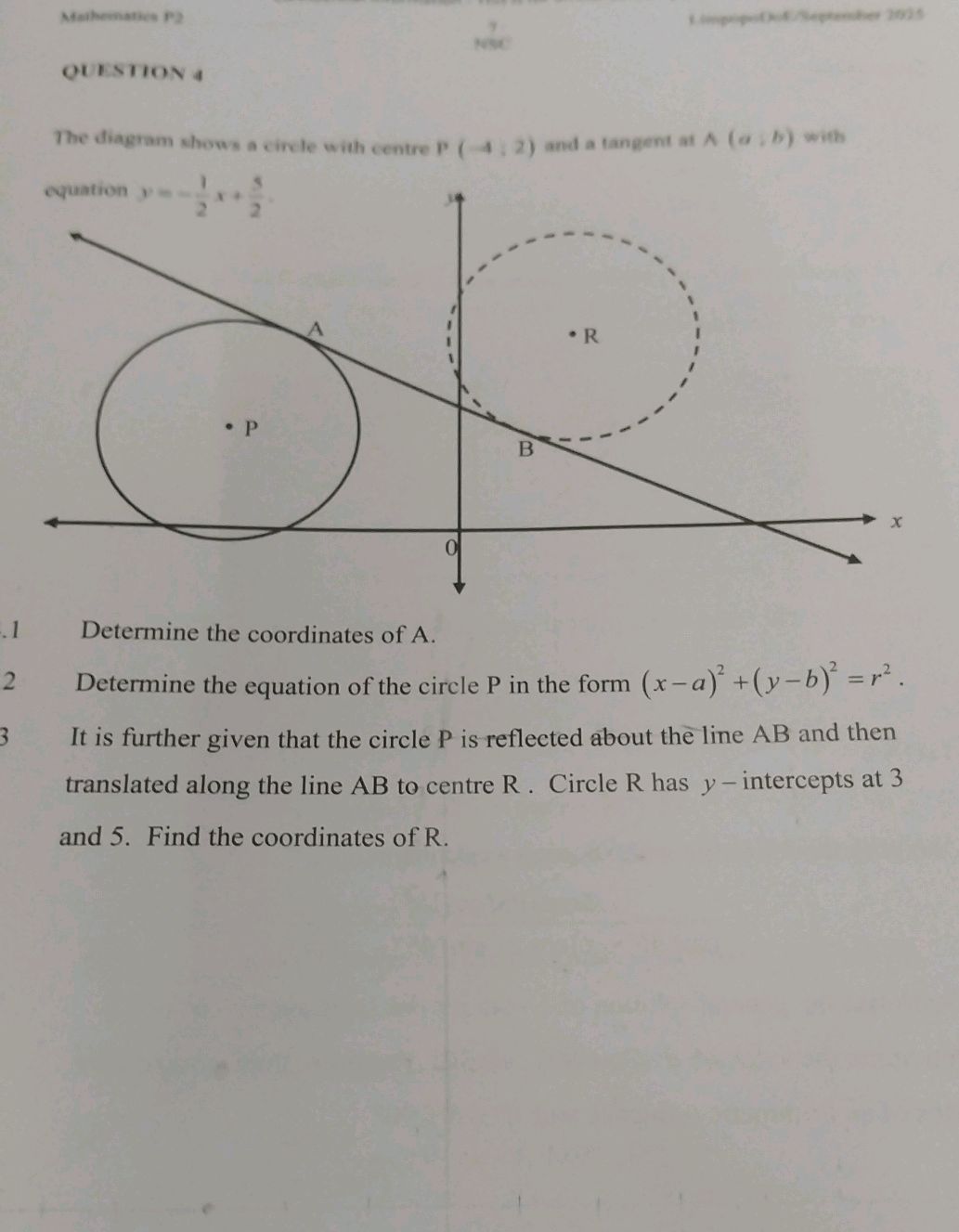 The diagram shows a circle with centre P | StudyX