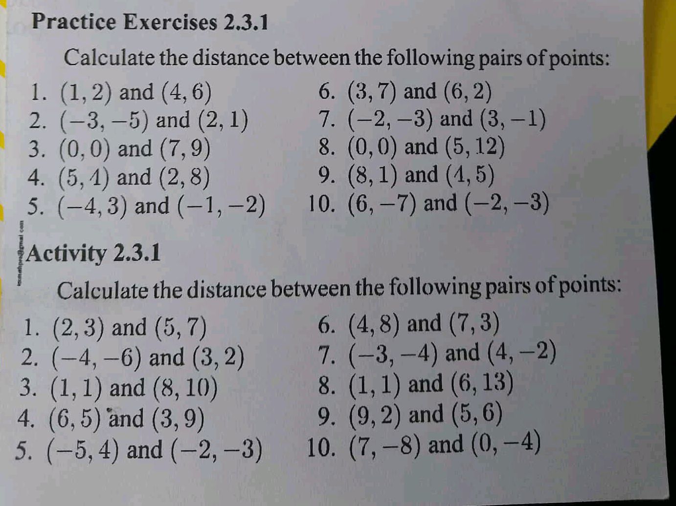 Practice Exercises 2.3.1 Calculate the | StudyX