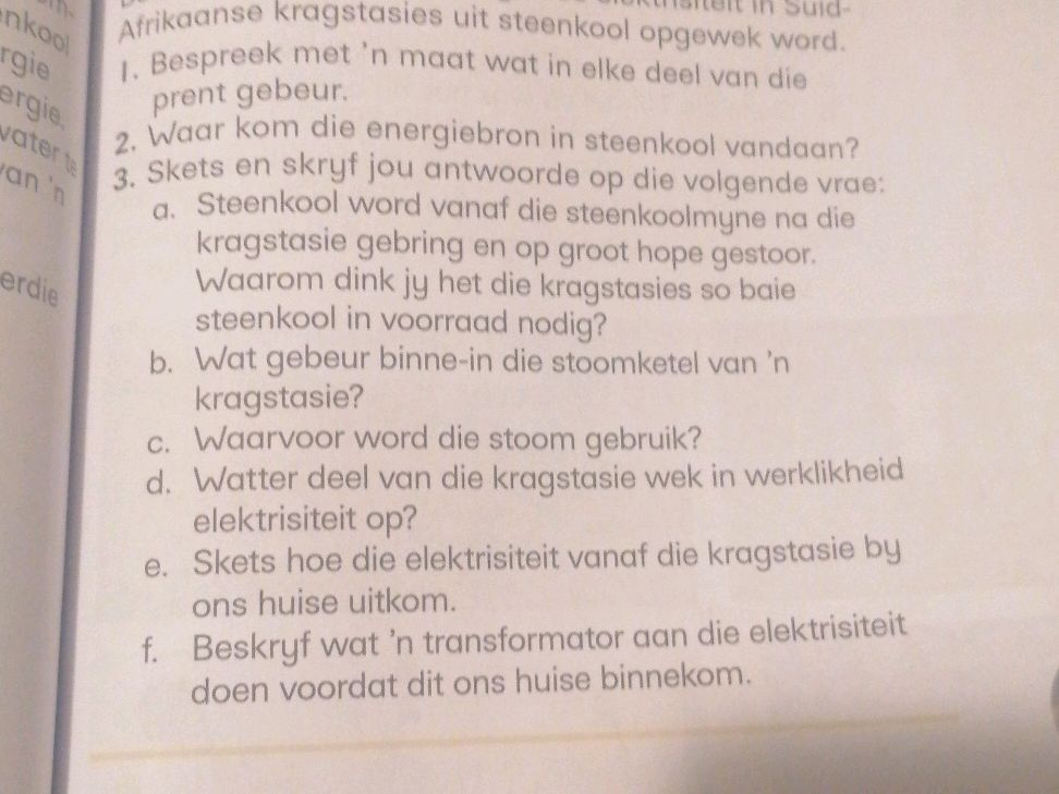 Afrikaanse kragstasies uit steenkool opgewek | StudyX
