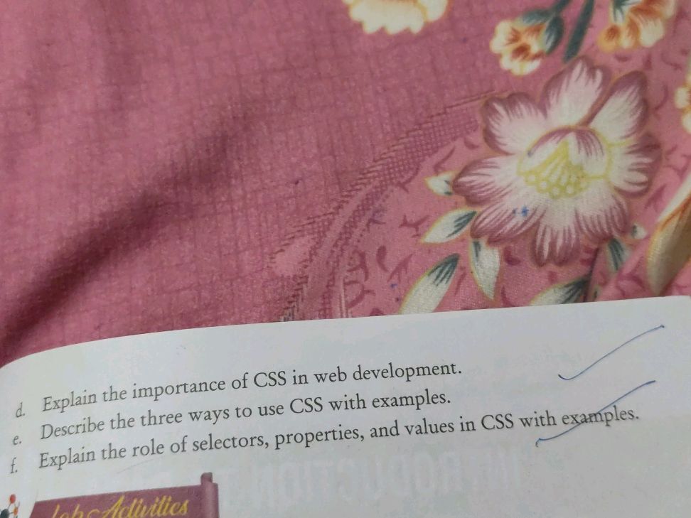 d. Explain the importance of CSS in web | StudyX